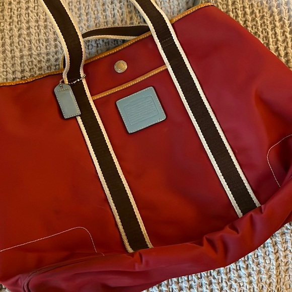 Coach | Bags | Coach Tote Red Nylon | Poshmark